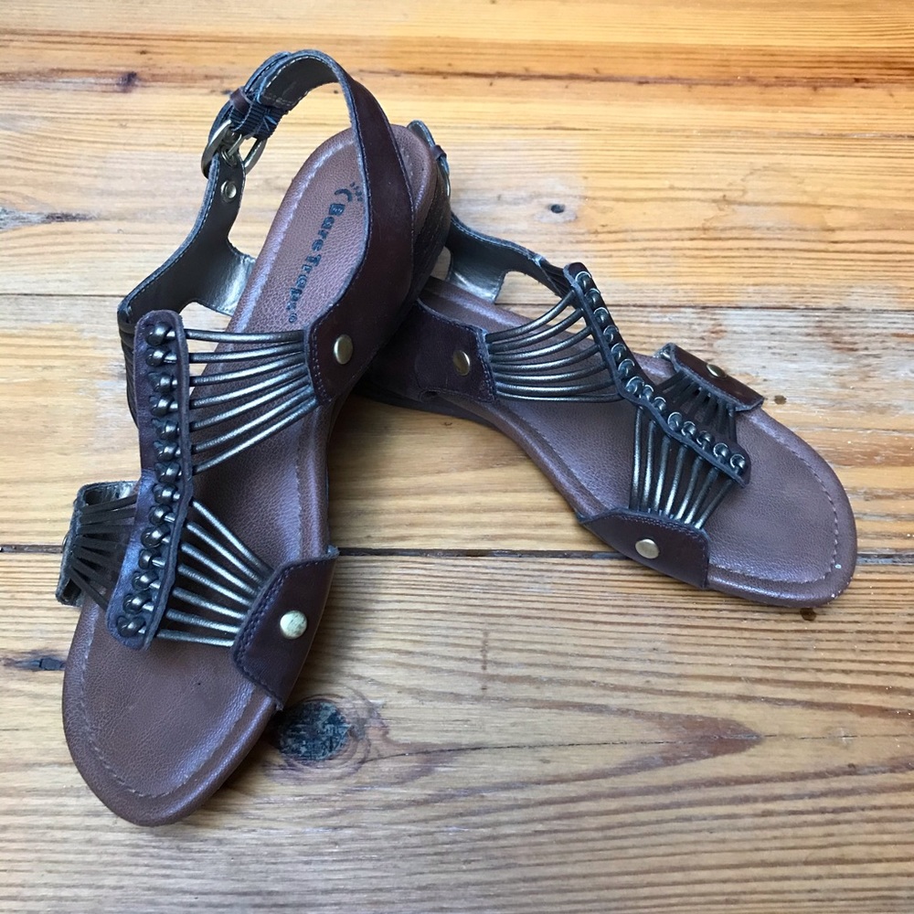 Bare Traps Metallic Gold Leather Strappy Gladiator Sa… - Gem